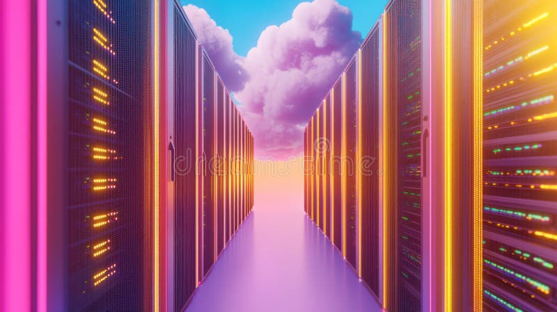 Isometric Cloud Server Farm with Vibrant Colors and Organized Layout ...
