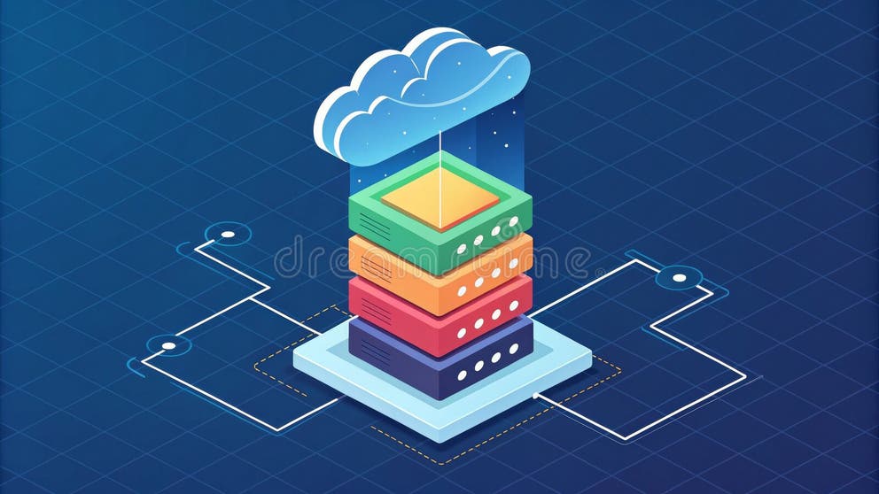 Isometric Cloud Server Stack Data Center Network Diagram Stock ...