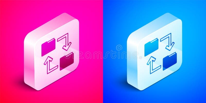 Isometric Cloud Storage Text Document Folder Icon Isolated on Pink and ...