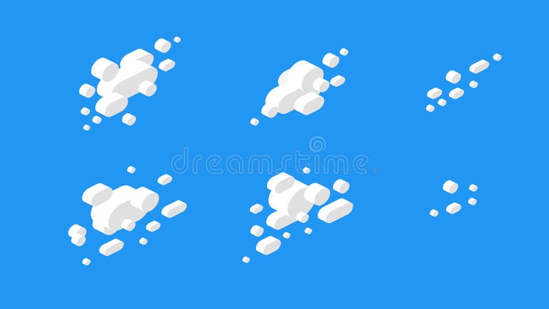 Isometric Cloudscape. Abstract Vector Isometric Clouds. 3d Futuristic ...