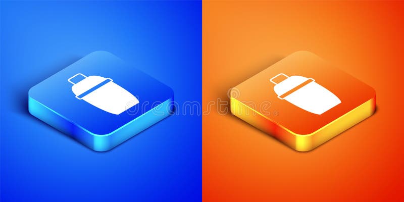 Isometric Cocktail Shaker Icon Isolated on Blue and Orange Background ...