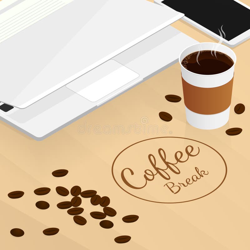 Isometric Coffee Break,cup of Coffee on Table Cafe Vector Stock Vector ...