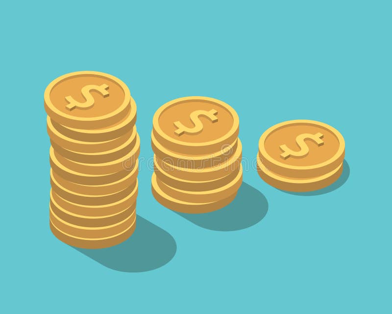 Isometric Coin Stacks, Decrease Stock Vector - Illustration of crash, income: 231341676