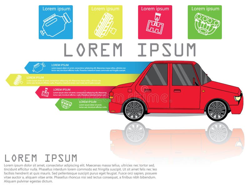 Isometric Color Cartoon Car Info Stock Vector - Illustration of auto ...
