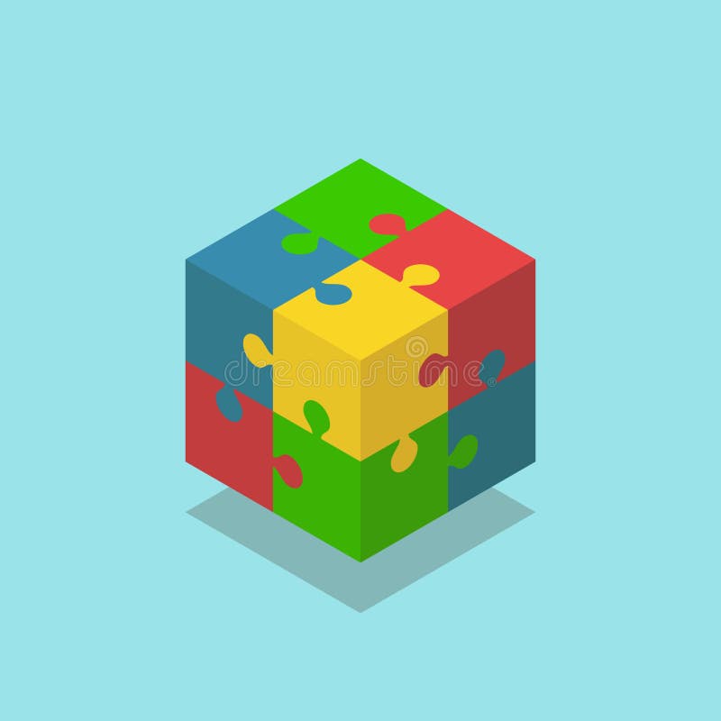 Isometric Color Cube Puzzle Stock Vector - Illustration of graphic ...