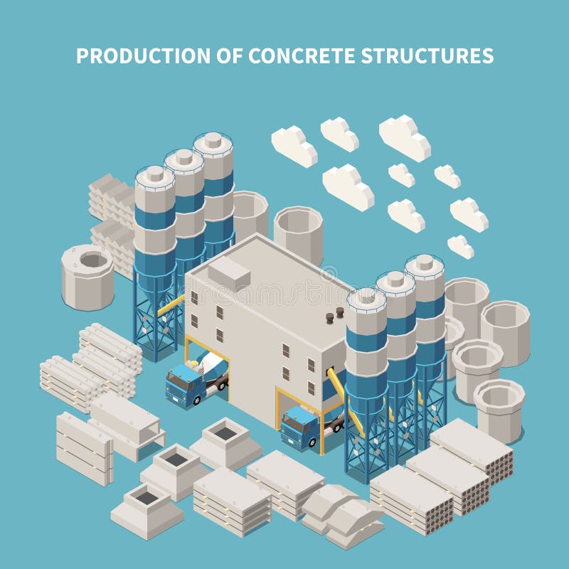Concrete Production Isometric Icons Stock Vector - Illustration of ...