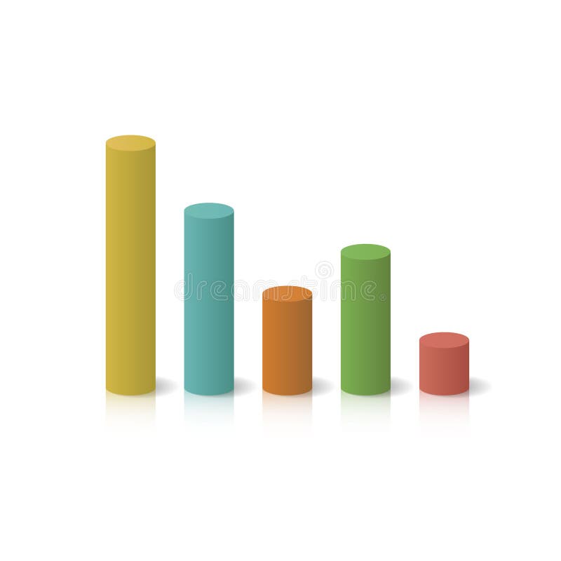 Isometric Colorful Cylinder Bar Graph Showing a Financial Decline. 3D ...