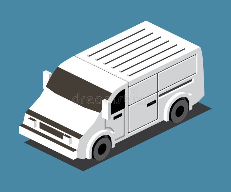 Isometric Commercial Vehicle. White Van on Blue Background Stock Vector ...