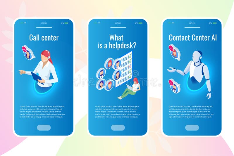 Isometric Communication Support Phone Operator, Call Center and ...