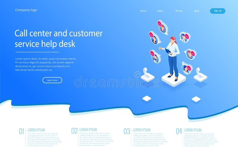 Isometric Communication Support Phone Operator, Call Center and ...