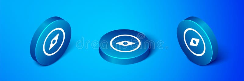 Isometric Compass Icon Isolated on Blue Background. Windrose Navigation ...