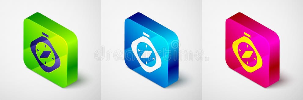 Isometric Compass Icon Isolated on Grey Background. Windrose Navigation ...