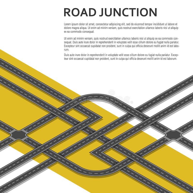 Isometric Complex Road Junction with Place for Text. Top View Stock ...