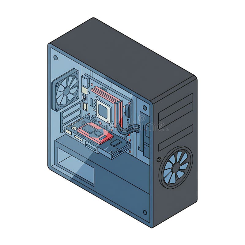 Isometric PC Internal Components Stock Illustration - Illustration of ...