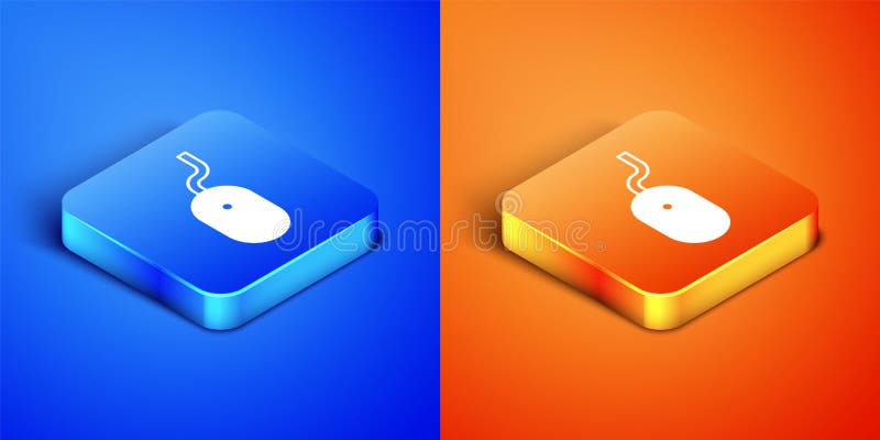 Isometric Computer Mouse Icon Isolated on Blue and Orange Background ...