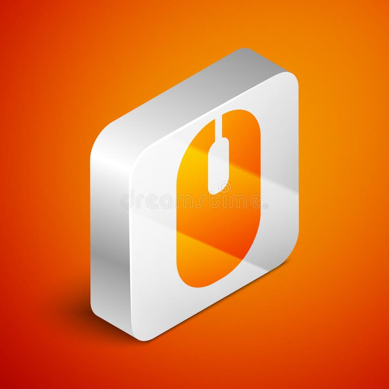 Isometric Computer Mouse Icon Isolated on Orange Background. Optical ...