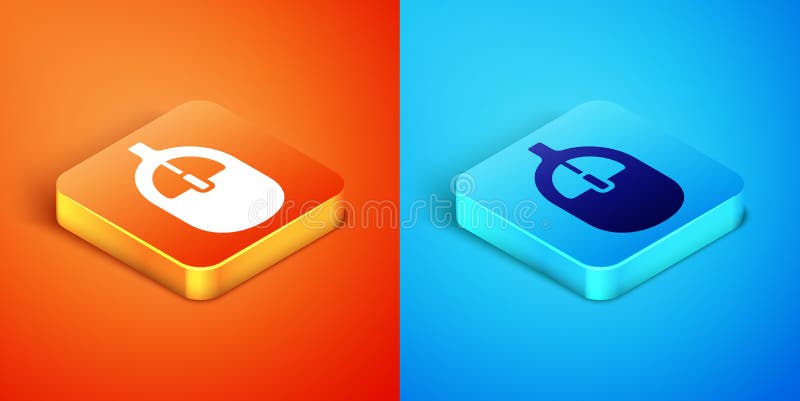 Isometric Computer Mouse Icon Isolated on Orange and Blue Background ...