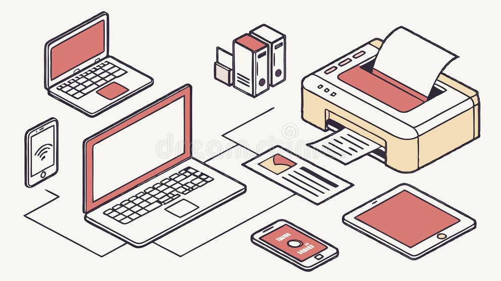 Isometric Computer Network Devices, Digital Technology Ecosystem ...