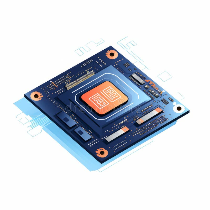 Computer Processor Watercolor Stock Illustrations – 182 Computer ...