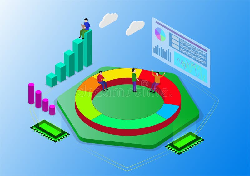 Isometric of Concept of Data Analysis Stock Vector - Illustration of ...