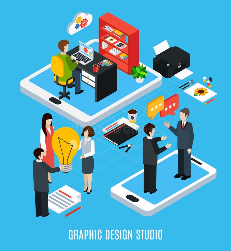 Graphic Design Studio Concept Stock Vector - Illustration of digital ...
