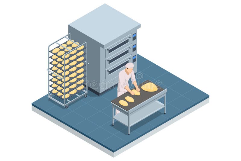 Isometric Concept of Industrial Bread Production. Automatic Bakery ...