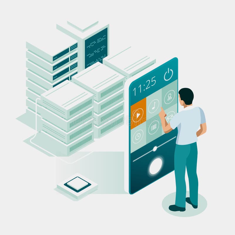 Isometric Concept of Smart TV Interface. a Smartphone is a Remote for a ...