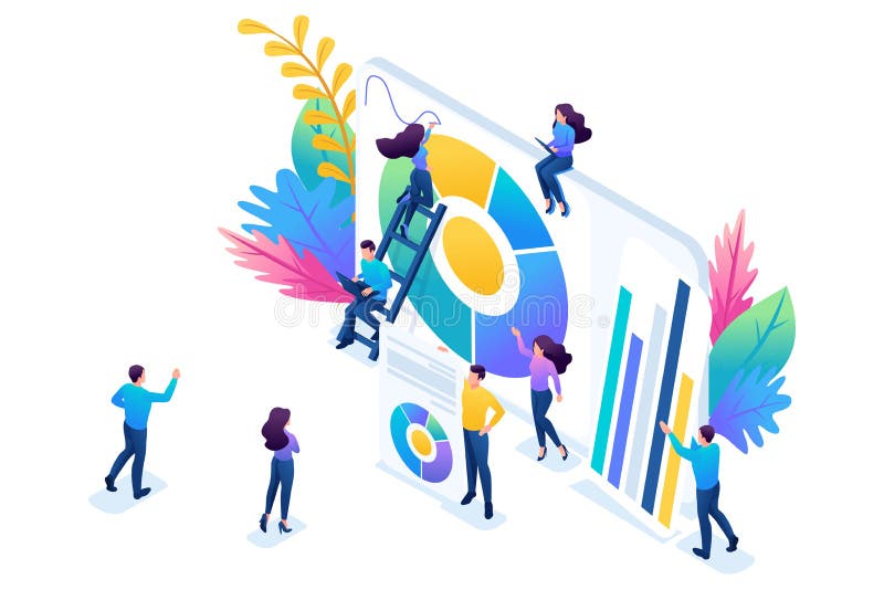 Isometric Concept Young Entrepreneurs, Data Collection, Data Analysis ...