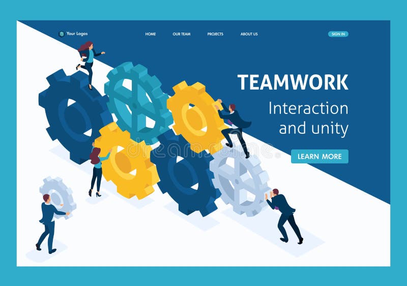 Isometric Business Team Working Cohesively Stock Vector - Illustration ...