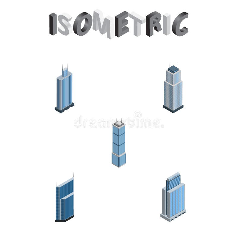 Isometric Construction Set of Residential, Apartment, Tower and Other ...