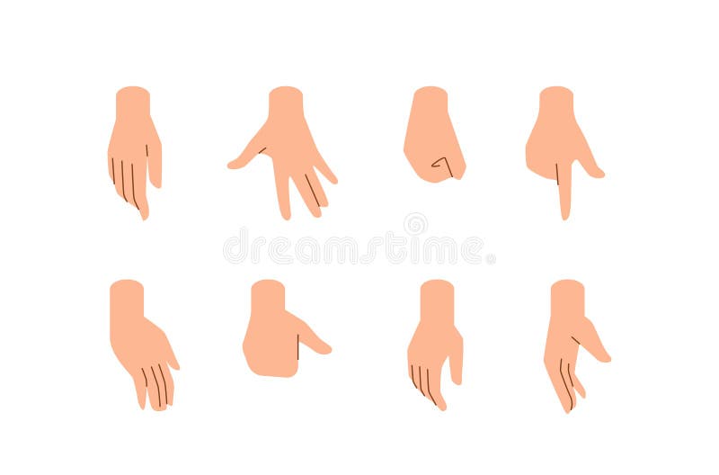 Series of Illustrated Hand Gestures on a Plain Background, Displaying ...
