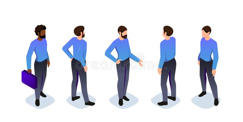 Isometric Constructor To Create Male Character. Set 5 Poses for the ...