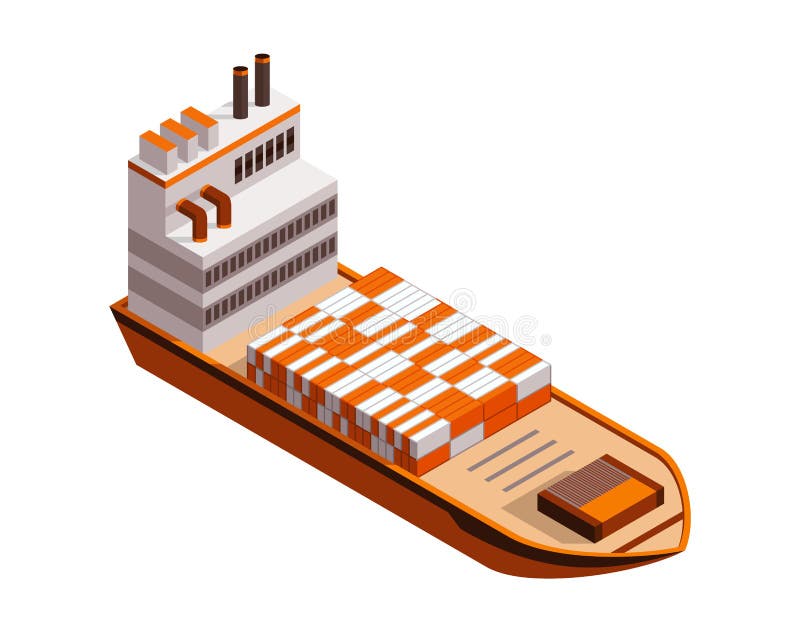 Isometric Container Cargo Ship. Delivery on Water. Shipping Freight ...