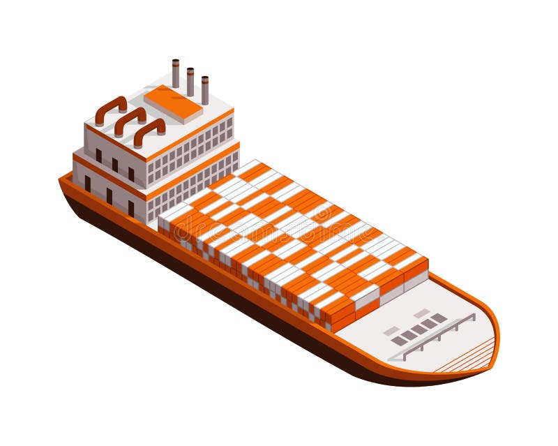Isometric Container Cargo Ship. Delivery on Water. Shipping Freight ...