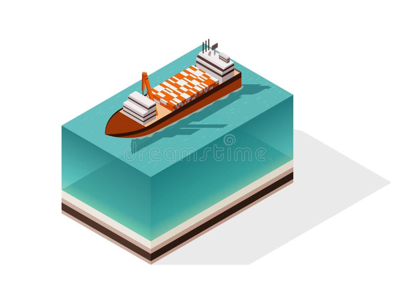Isometric Container Cargo Ship. Delivery on Water. Shipping Freight ...