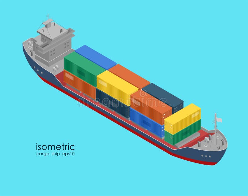 Isometric Container Ship., Illustration Vector Stock Vector ...