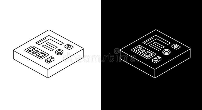 Isometric Control Panel Outline on Black and White Stock Illustration ...