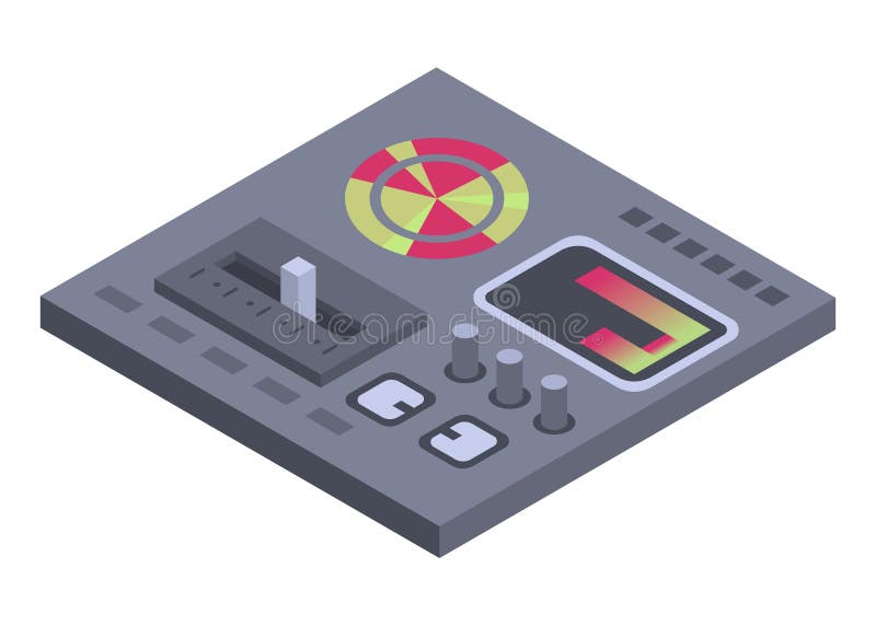 Isometric Control Panel Spaceship with Slider, Controllers, Buttons. 3d ...