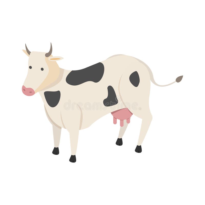 Isometric Cow Countryside Composition Stock Vector - Illustration of ...