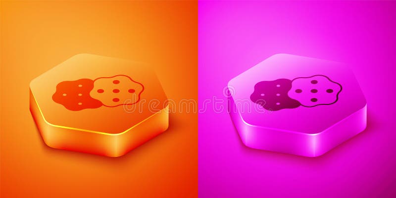 Isometric Cracker Biscuit Icon Isolated on Orange and Pink Background ...
