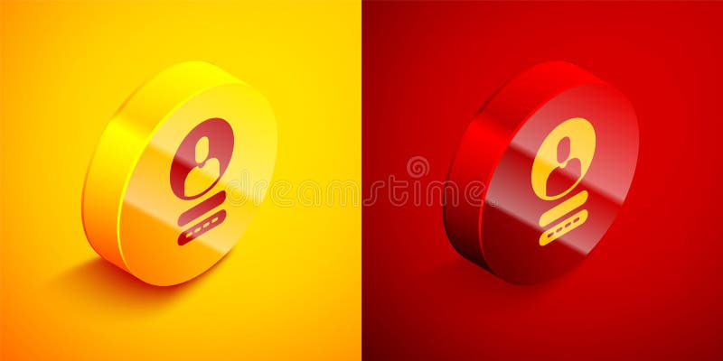 Isometric Create Account Screen Icon Isolated on Orange and Red ...
