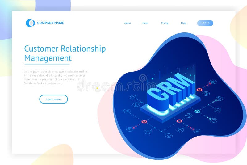 Isometric CRM Web Banner. Customer Relationship Management Concept ...