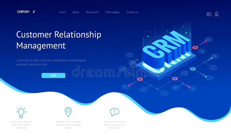 Isometric CRM Web Banner. Customer Relationship Management Concept ...