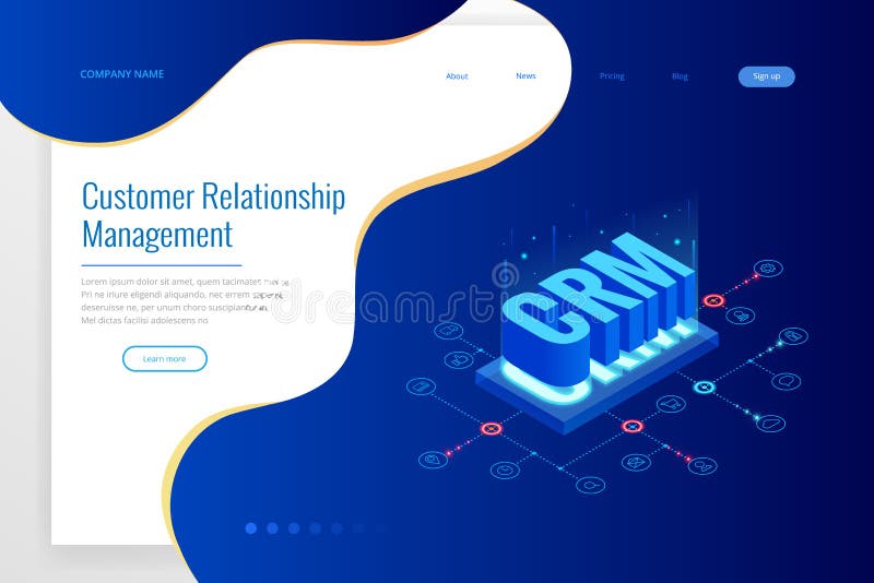 Isometric CRM Web Banner. Customer Relationship Management Concept ...