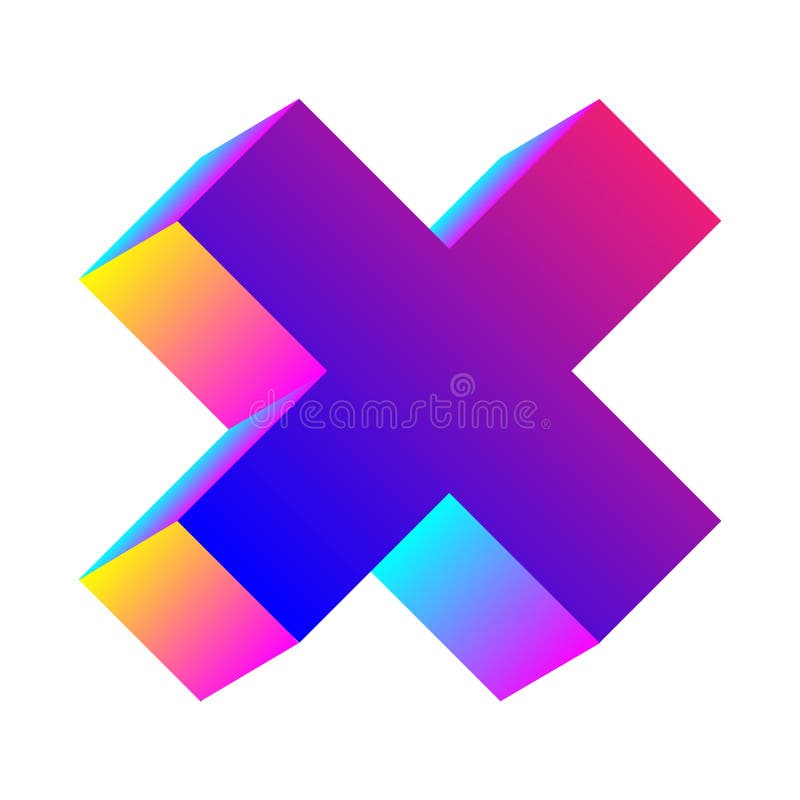 Isometric Cross or X with Color Gradient Icon. Modern Abstract ...