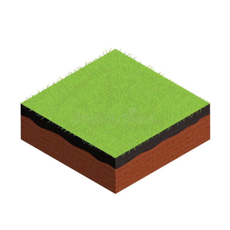 Isometric Cross Section of Ground with Grass. Stock Vector ...
