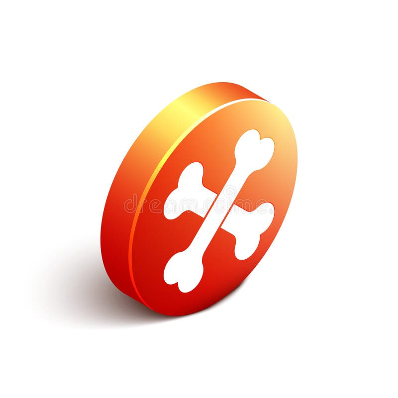 Isometric Crossed Human Bones Icon Isolated on White Background. Orange ...