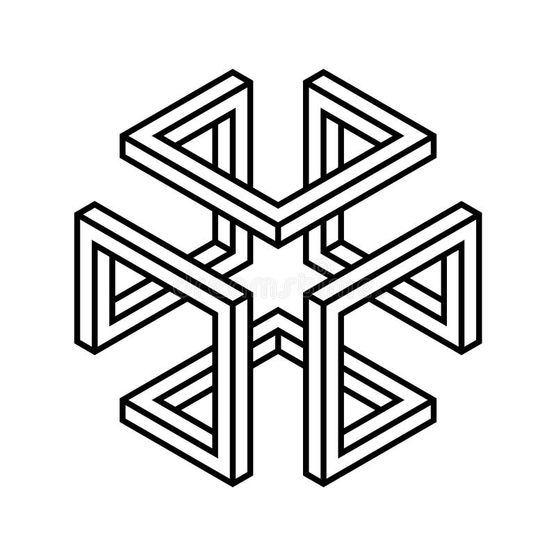 Isometric Cube Figure. Impossible Shape. Linear Infinite Box Figure. 3D ...