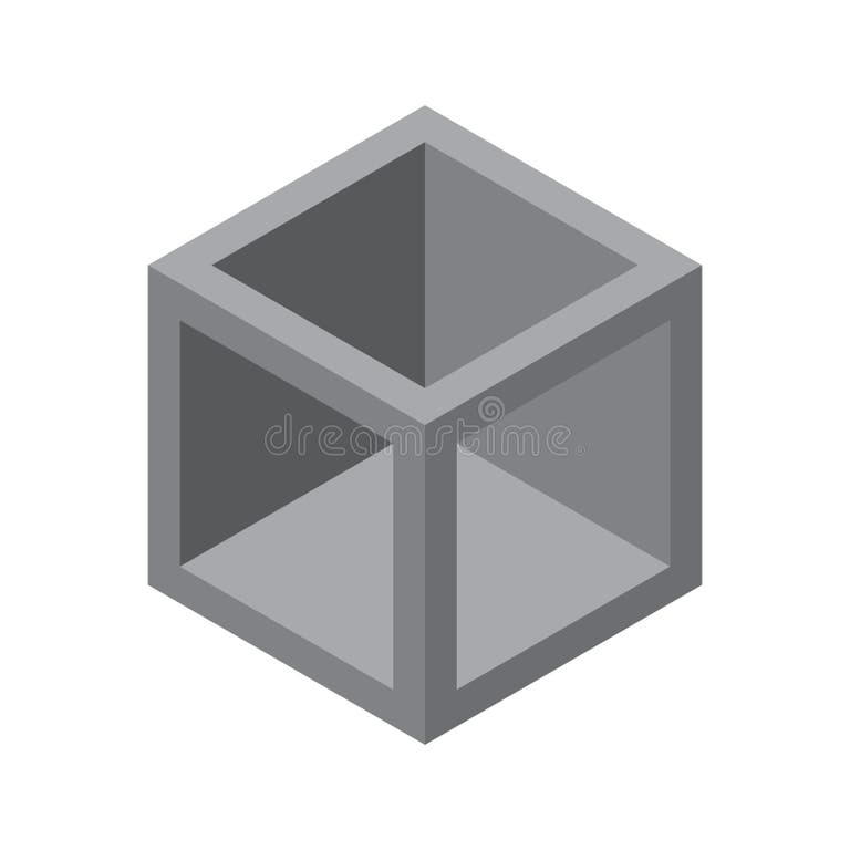 Isometric Cube Figure. Three Dimensional Shape. Dark Gray Volume ...