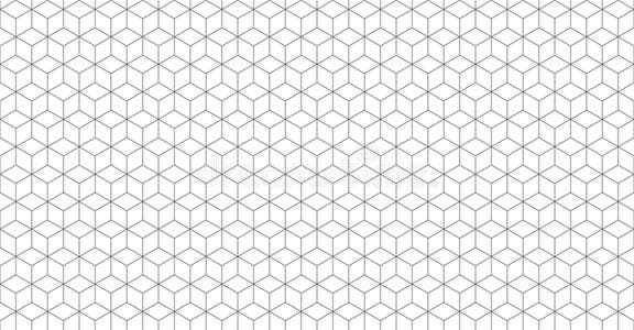 Isometric Cube Grid Seamless Pattern. Line Isometric Grid with Editable Strokes. Cubic Hexagon ...